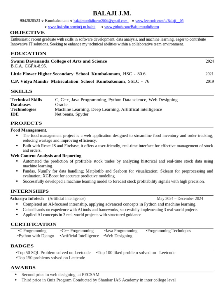 Tech Resume | PDF | Machine Learning | Artificial Intelligence