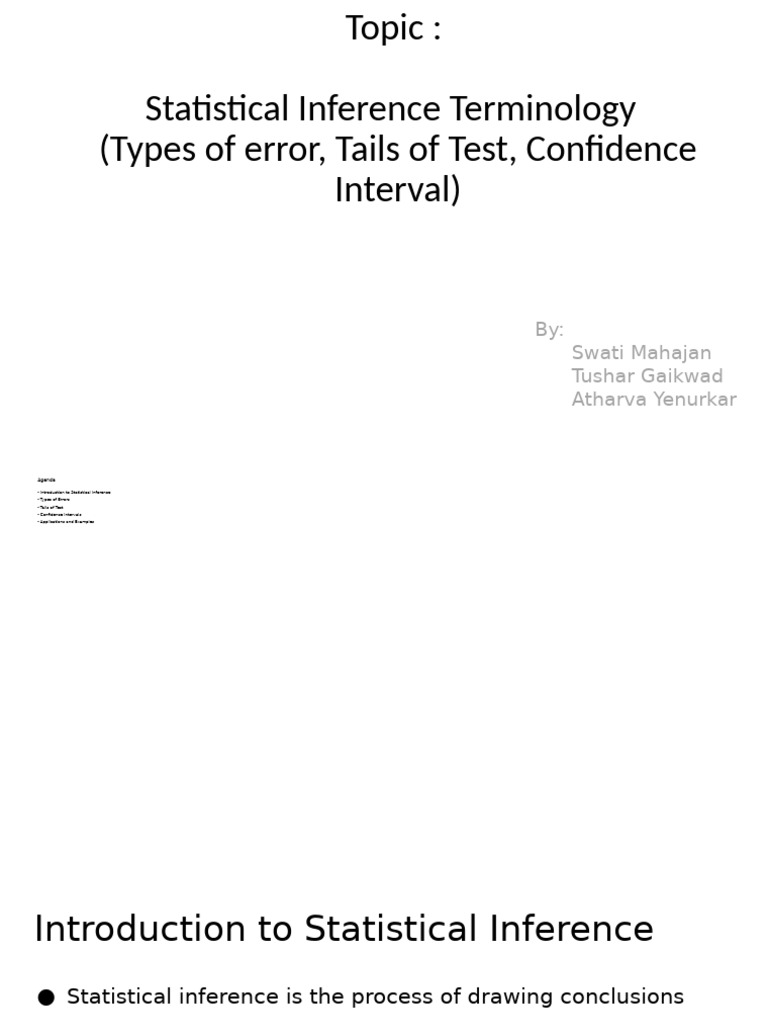 Statistical Inference: Errors & Tests | PDF | Statistical Hypothesis ...