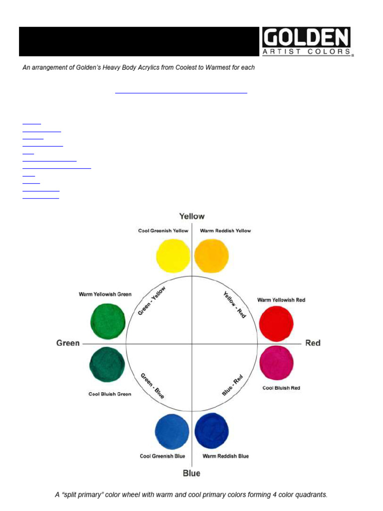 Golden Heavy Body Acrylics Color Guide | PDF | Blue | Green