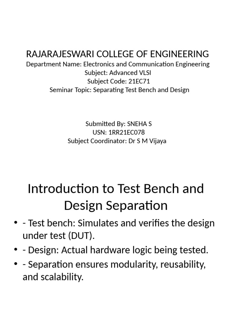 Separating Test Bench and Design | PDF | Interface (Computing ... Separating Test Bench and Design | PDF | Interface (Computing ...