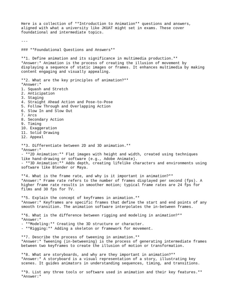 Introduction To Animation | PDF | Animation | Computer Animation