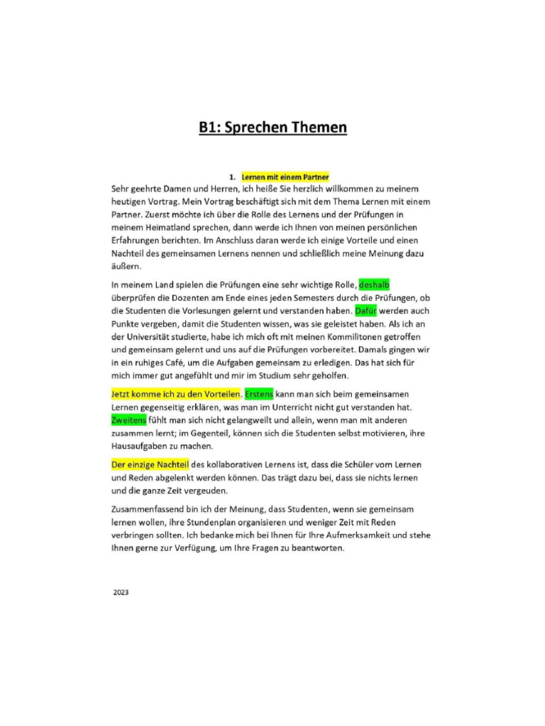 B1 Sprechen | PDF