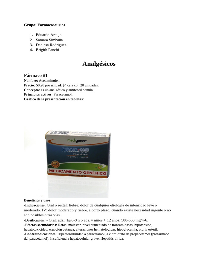 1 BRI Final Farma G03-1 | PDF | Analgésico | Medicina CLINICA