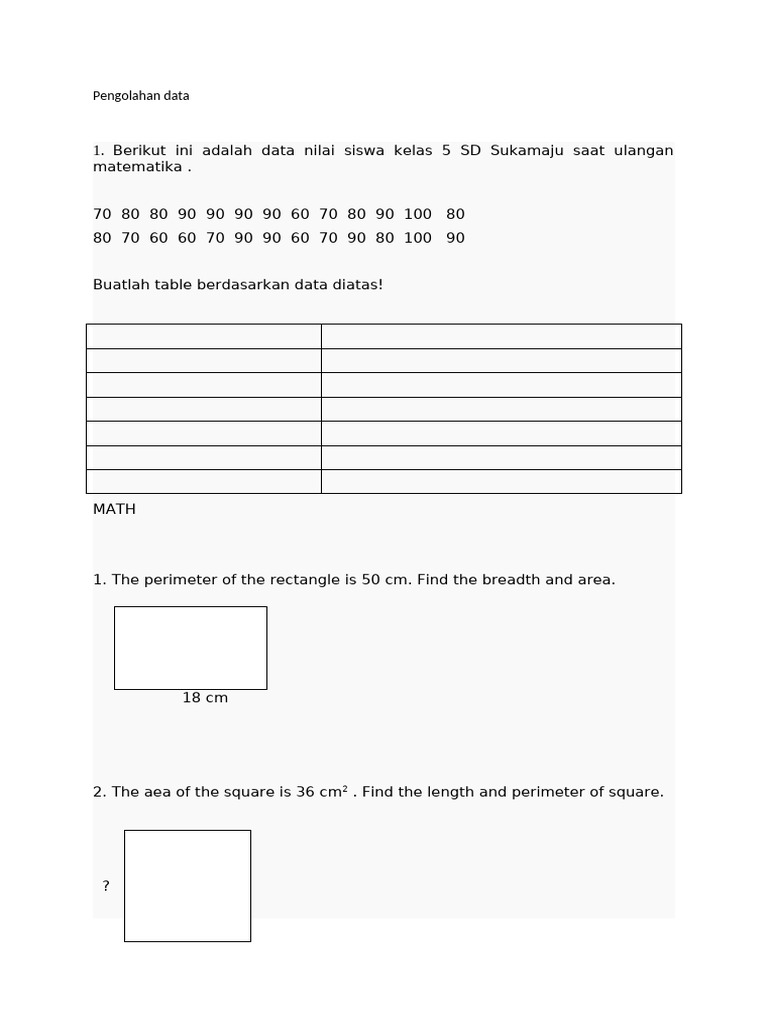Math Area Perimeter Line Graph | PDF