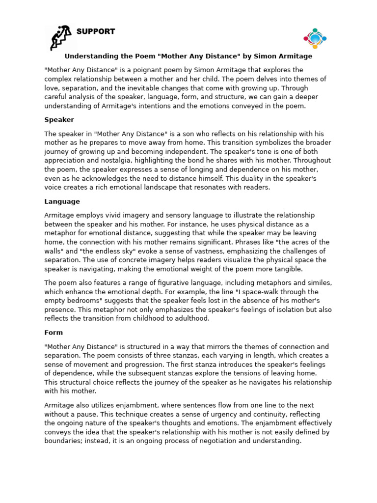 Mother Any Distance Knowledge Booklet (2) | PDF | Poetry | Metaphor