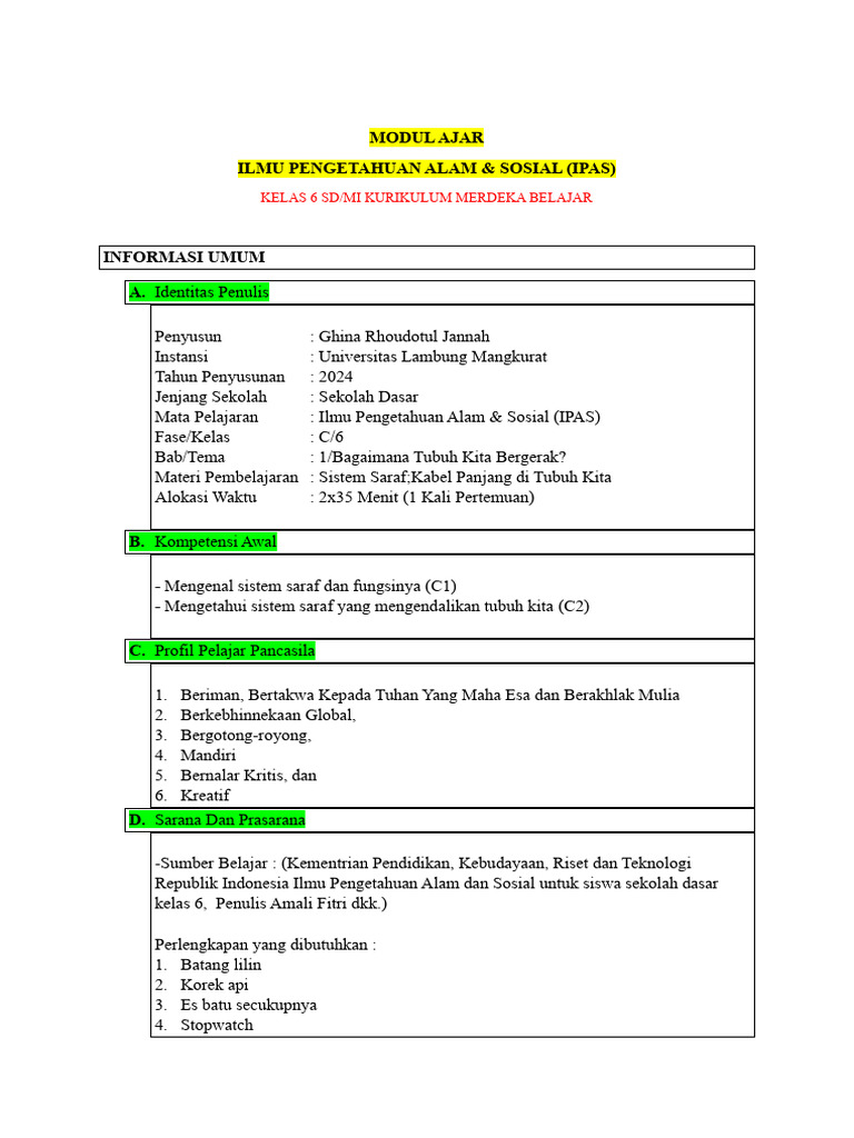 Modul Ajar Ghina | PDF