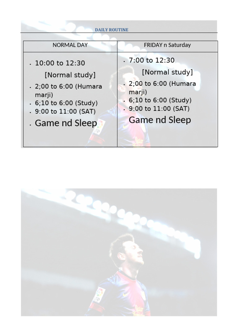 Student Weekend Study Schedule | PDF
