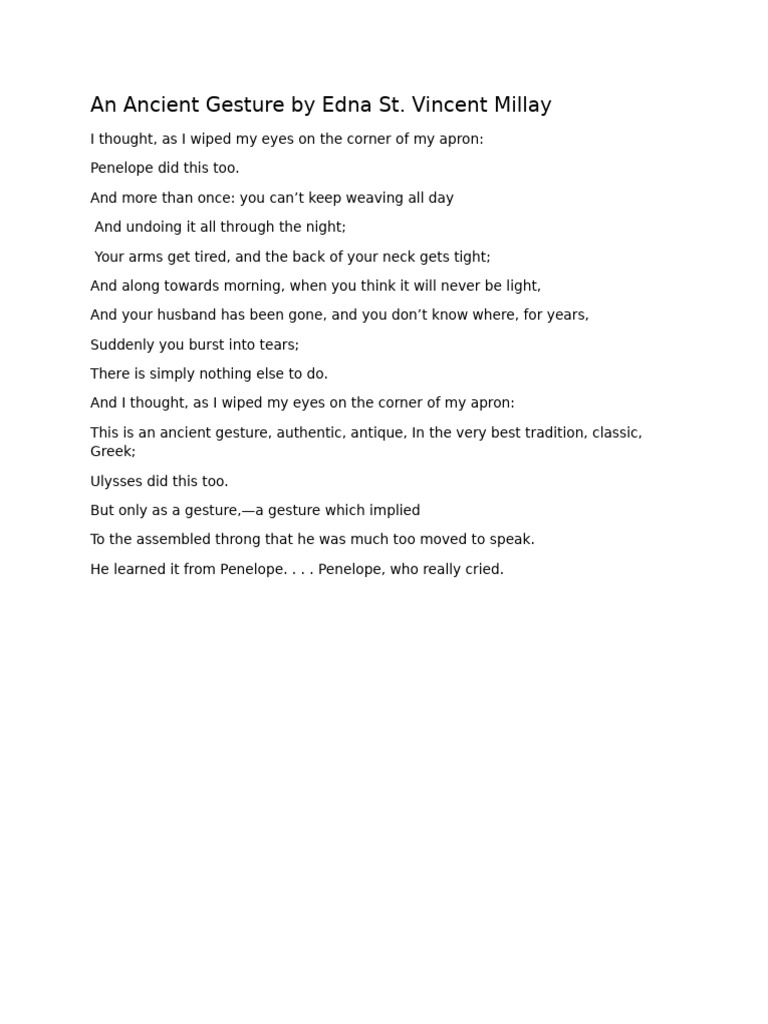 An Ancient Gesture Worksheet | PDF | Penelope | Odysseus