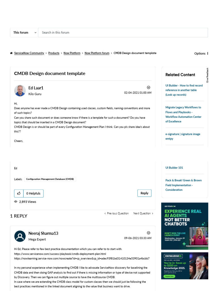 CMDB Design Document Template - ServiceNow Community | PDF | Computing ...