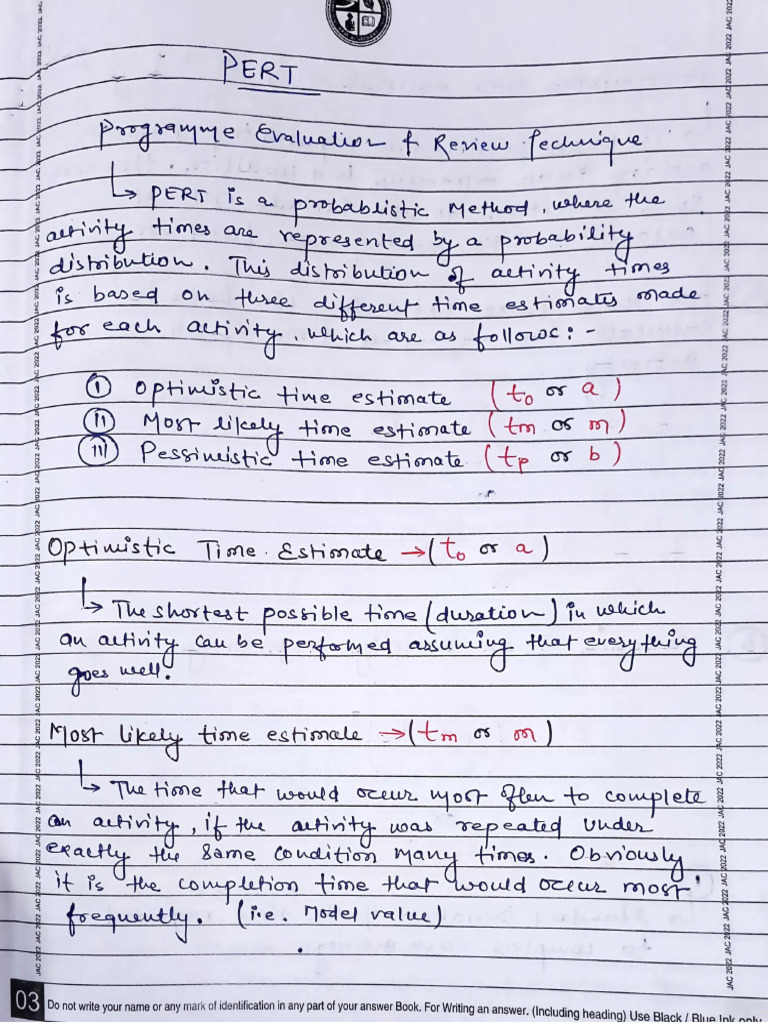 PERT Numericals | PDF