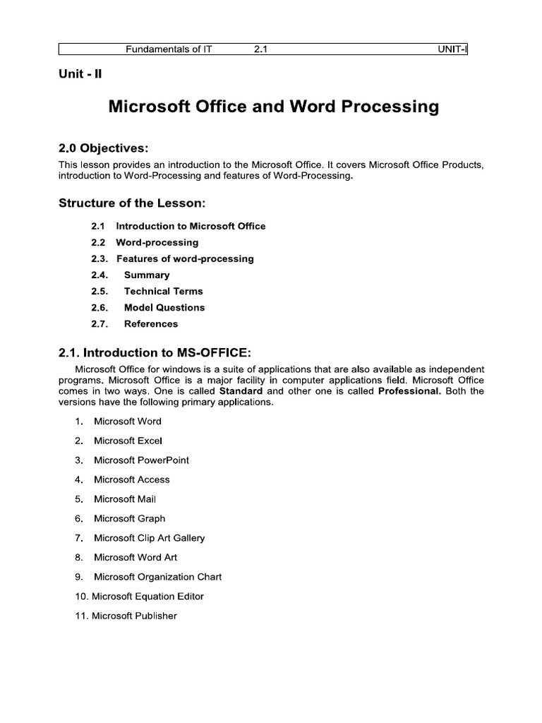 Microsoft Office and Word Processing | PDF