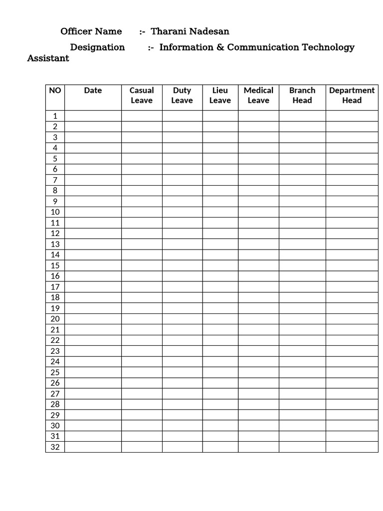 Leave Register | PDF