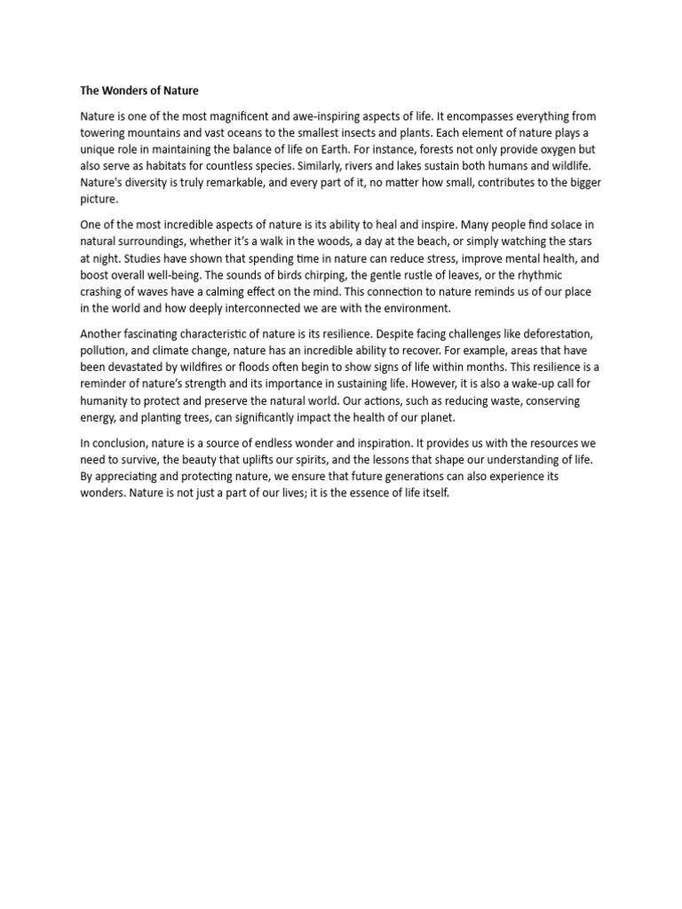 Wonders of Nature and Their Importance | PDF