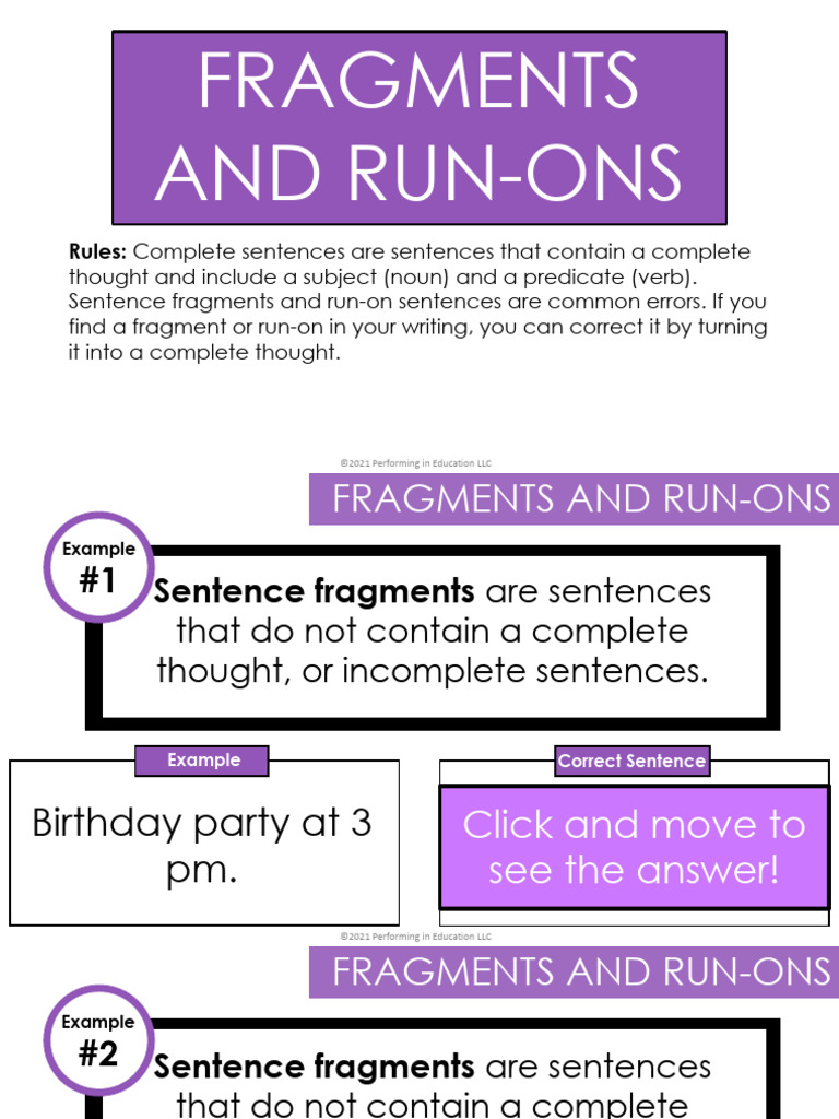 Fixing Sentence Fragments & Run-Ons | PDF | Sentence (Linguistics ...