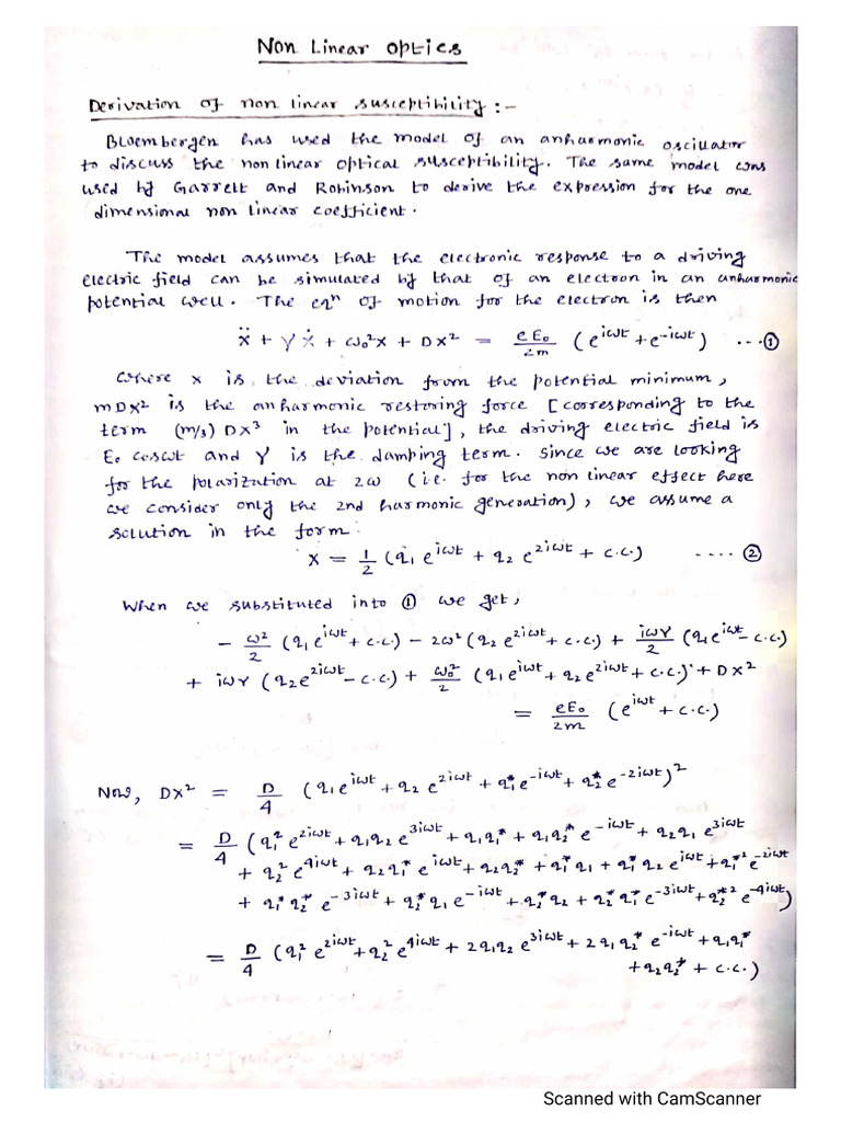 Non Linear Optics-1 | PDF