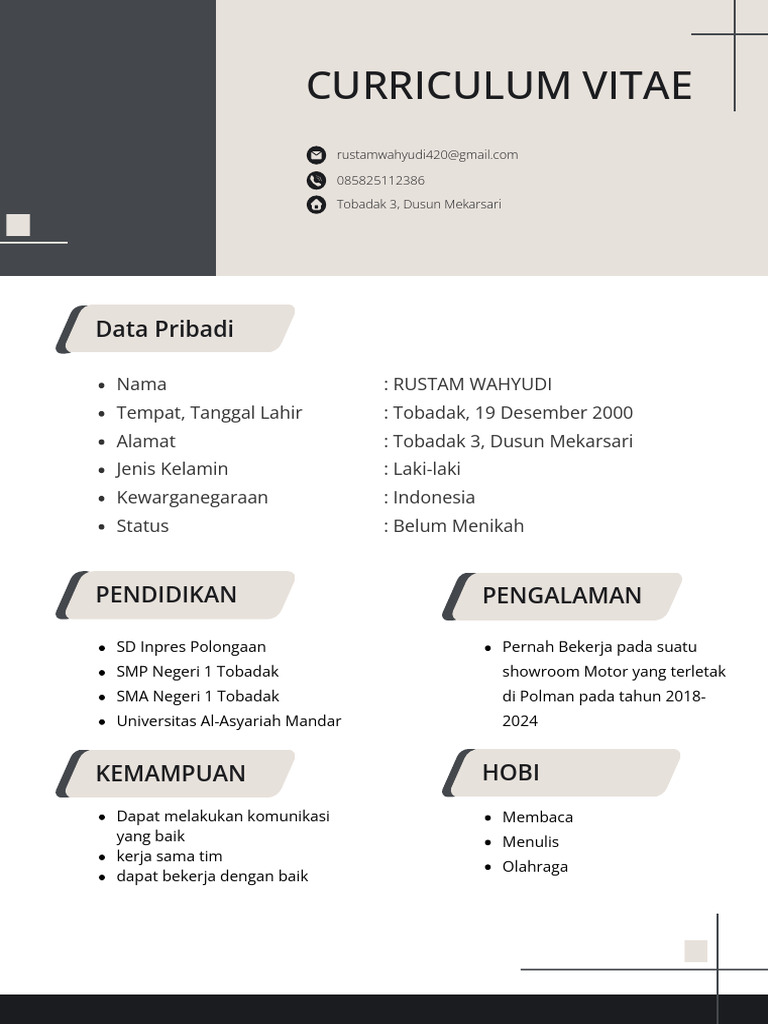 Putih Abu Abu Modern CV Resume Riwayat Hidup | PDF