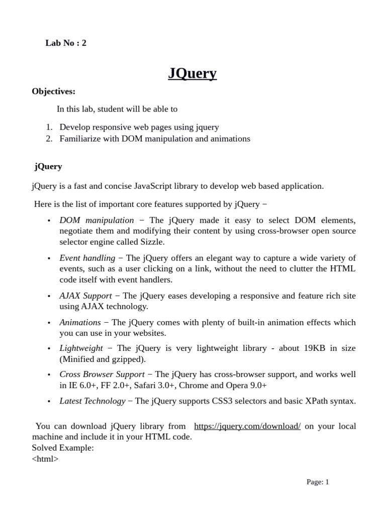 Lab2 3wplab Manual | PDF | J Query | Software