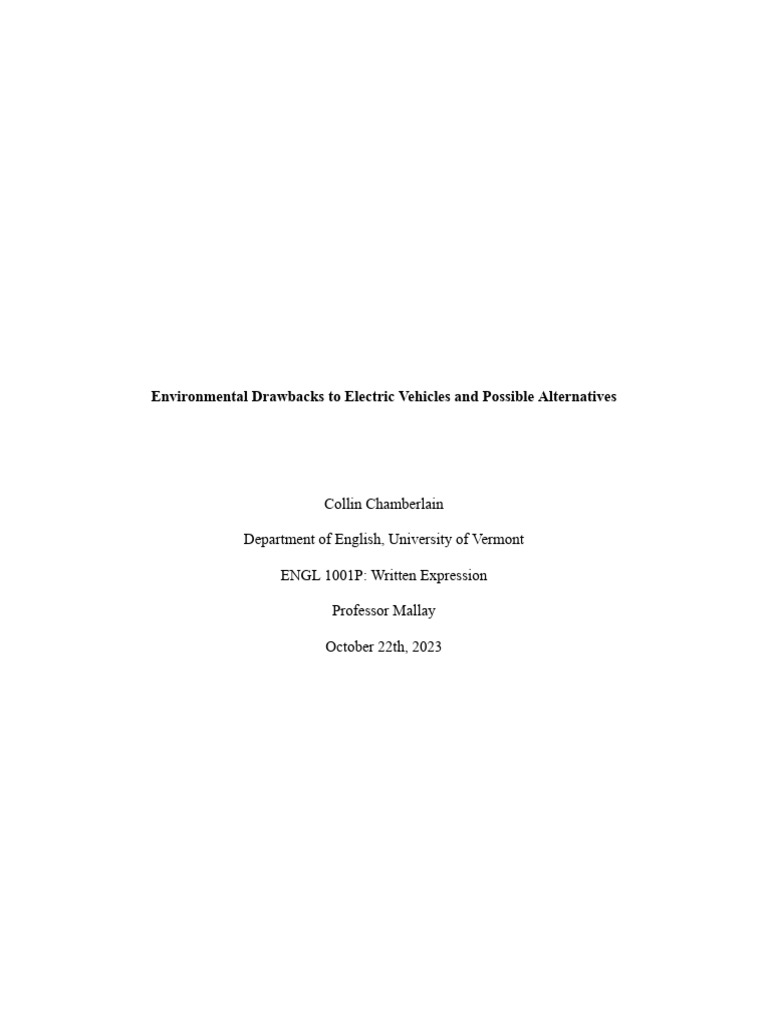 Environmental Drawbacks To Electric Vehicles and Possible Alternatives ...