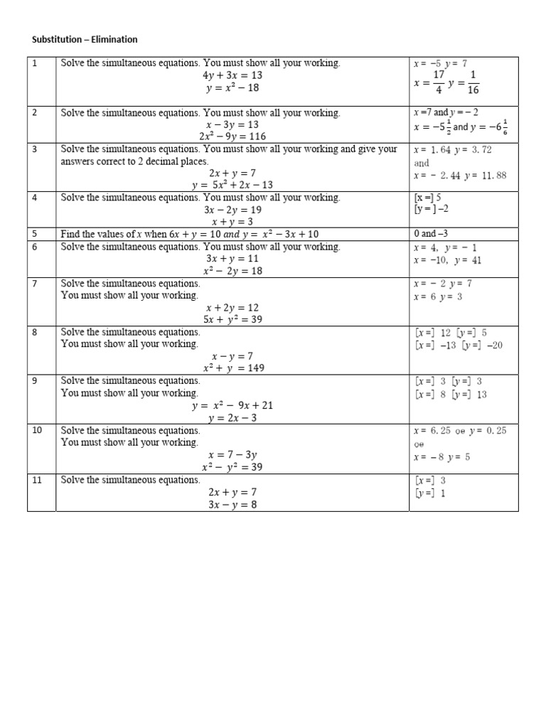 Simultaneous Equations Solutions Guide | PDF | Applied Mathematics ...