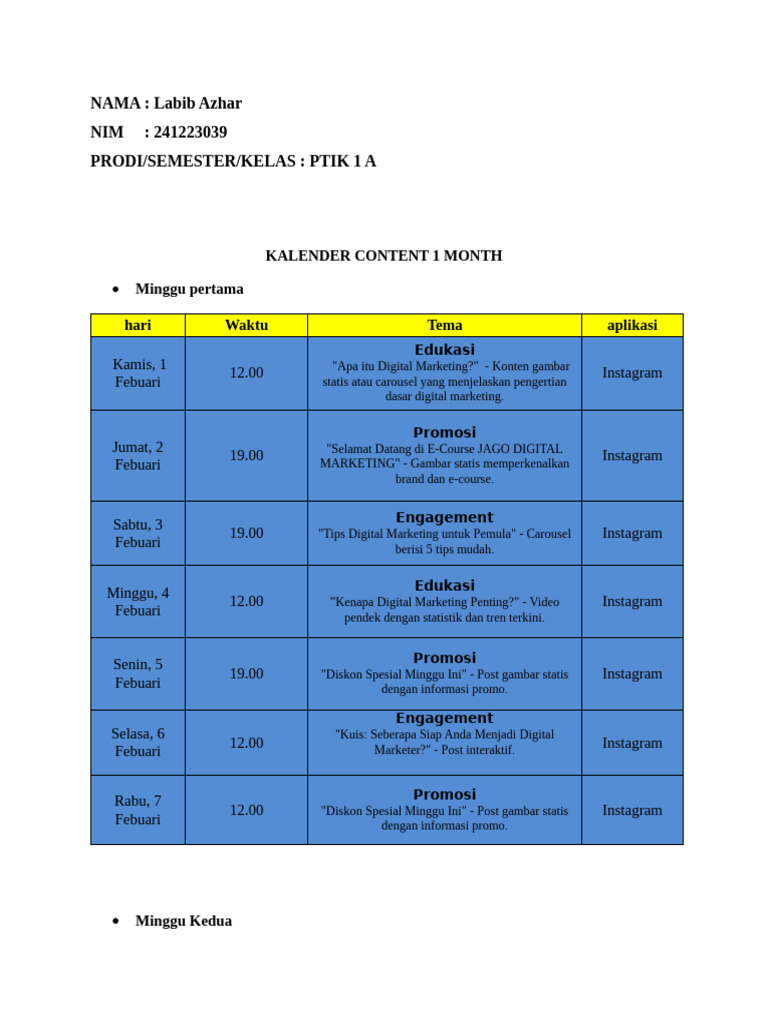 Tugas Uas Kalender Konten Labib Azhar Ptik 1a | PDF