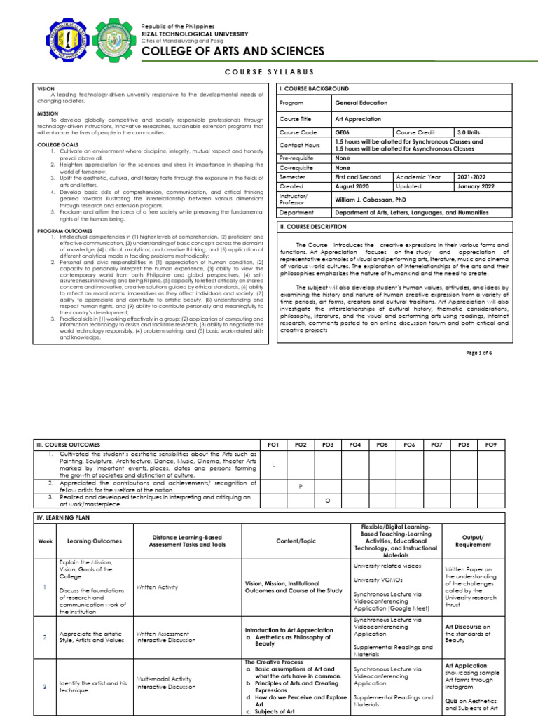GE06 Art Appreciation | PDF | The Arts | Aesthetics