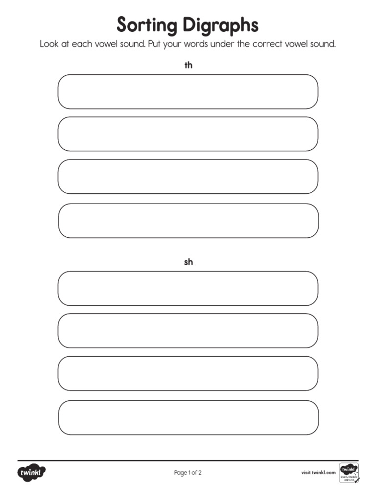 Craft Stick Sorting Digraphs Activity | PDF