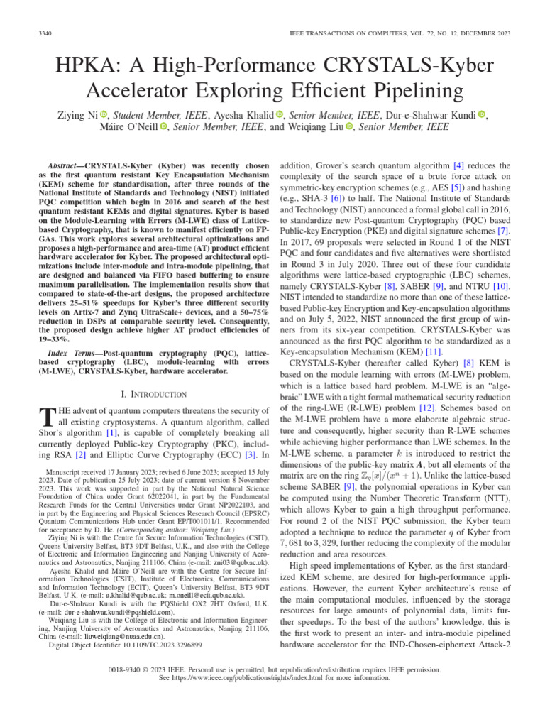 HPKA A High-Performance CRYSTALS-Kyber Accelerator Exploring Efficient ...