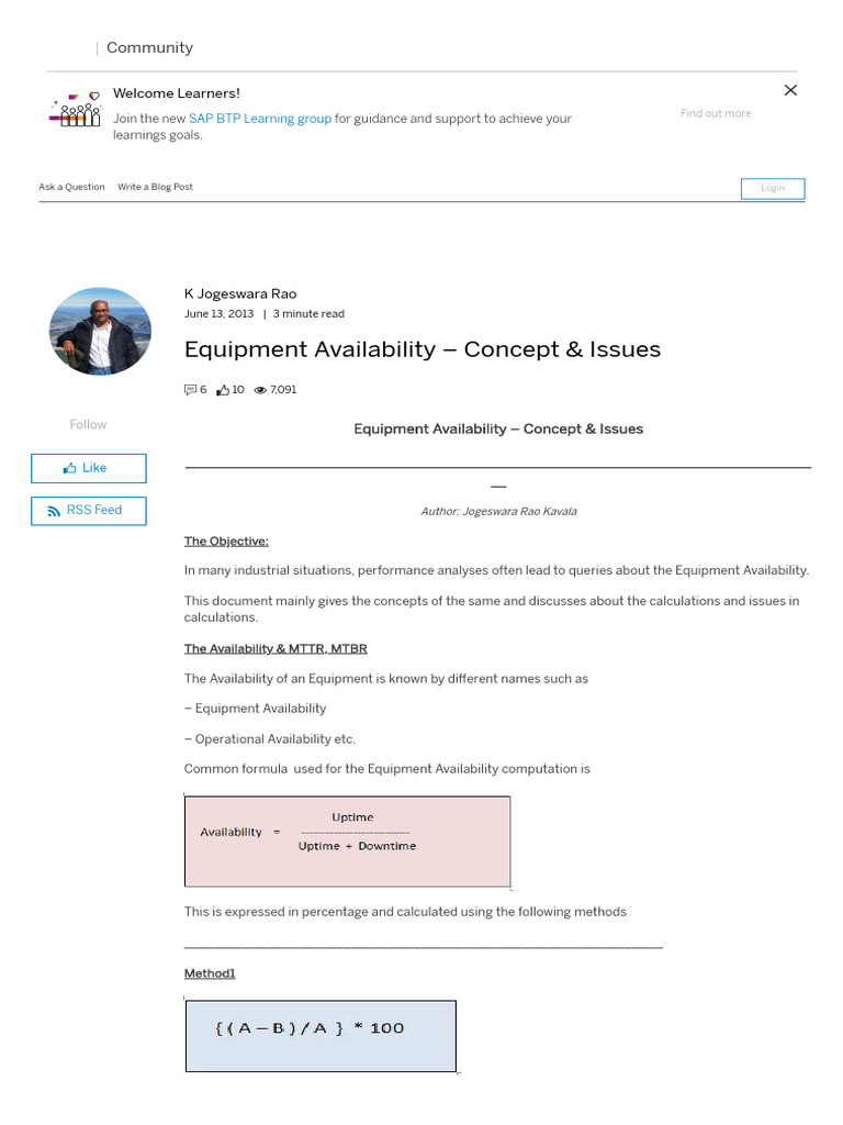 Equipment Availability - Concept & Issues - SAP Blogs | PDF | Hierarchy