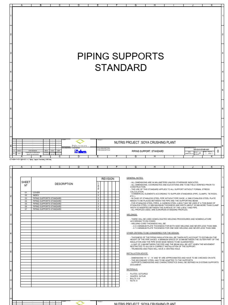 SCP-IDM-P-CR-GEN-0001-0 Piping Support - Standard | PDF | Pipe (Fluid Conveyance) | Welding