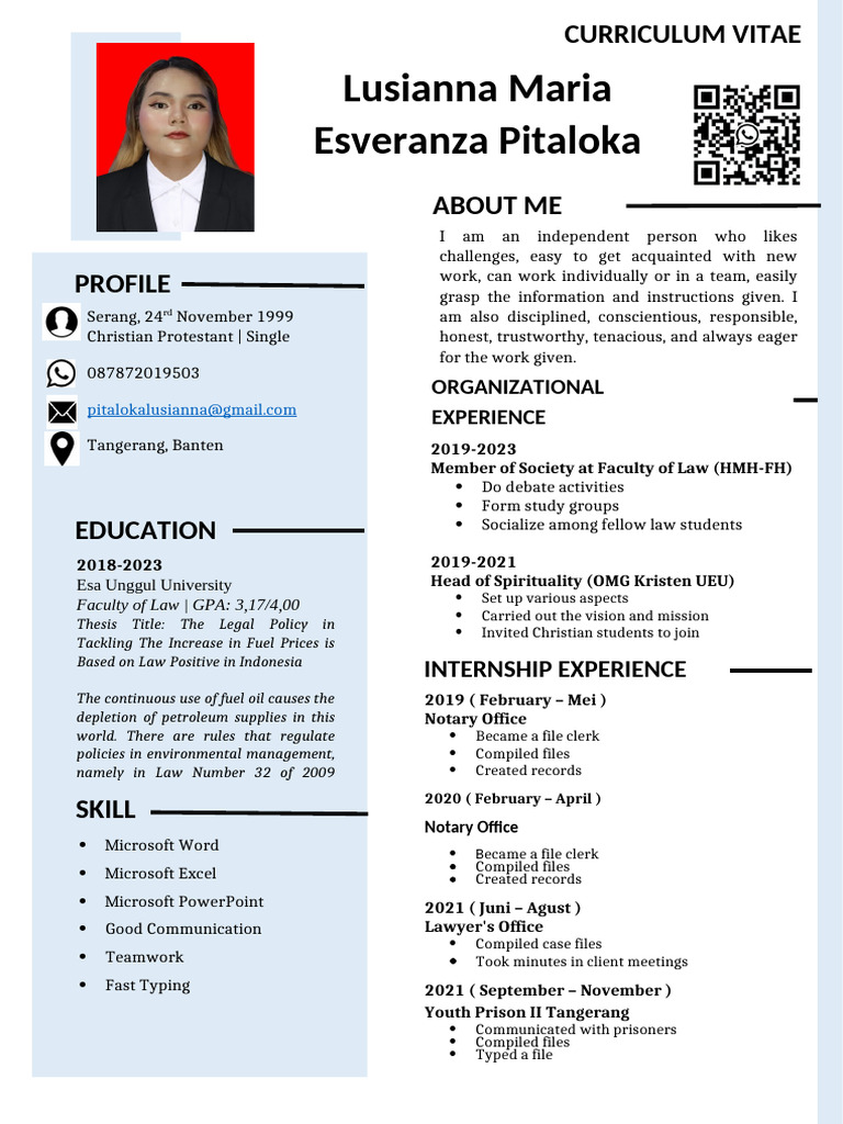 CV Lusianna Maria Esveranza Pitaloka Fix | PDF
