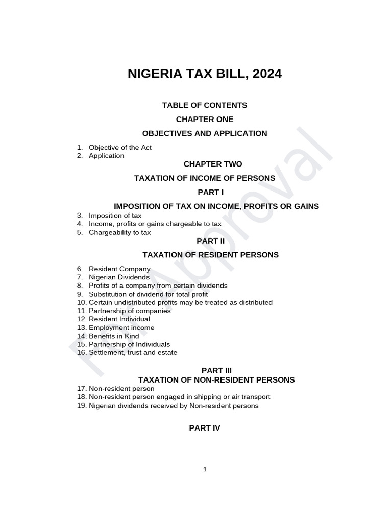 Nigerian Tax Bill 2024 HB.1759 | PDF | Dividend | Taxes