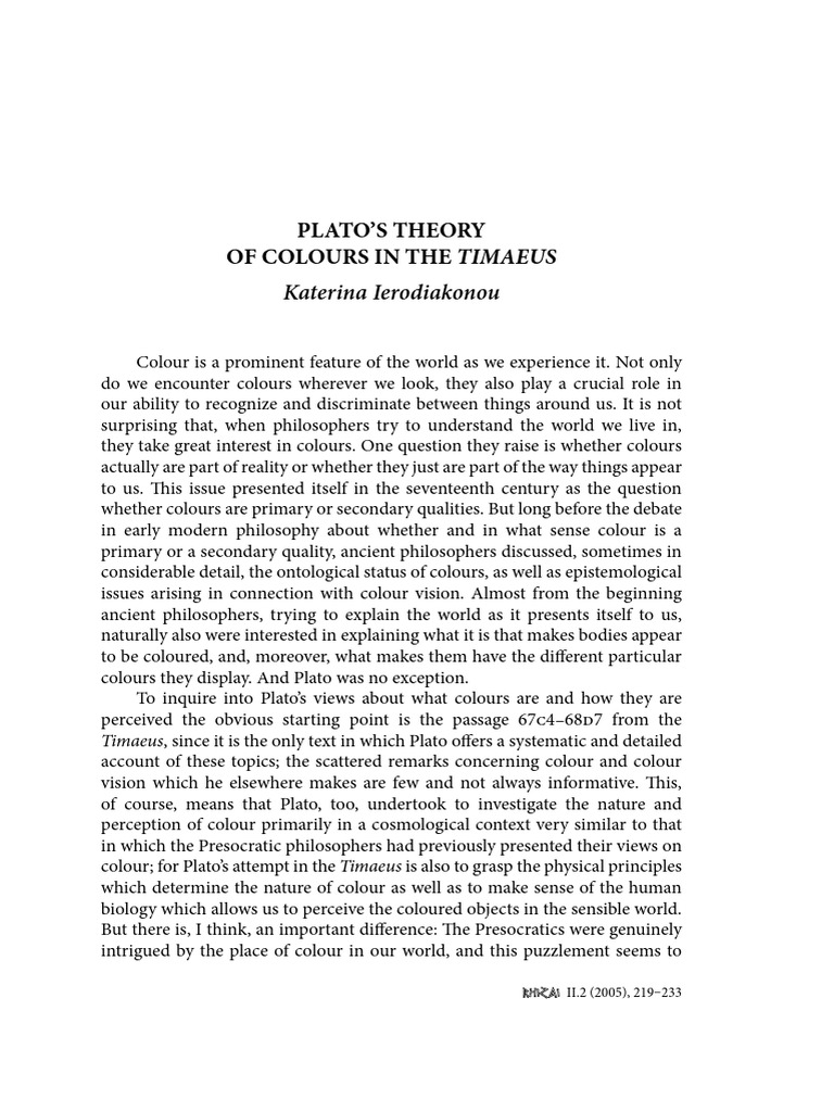 Ierodiakonou, Plato | PDF | Plato | Visual Perception