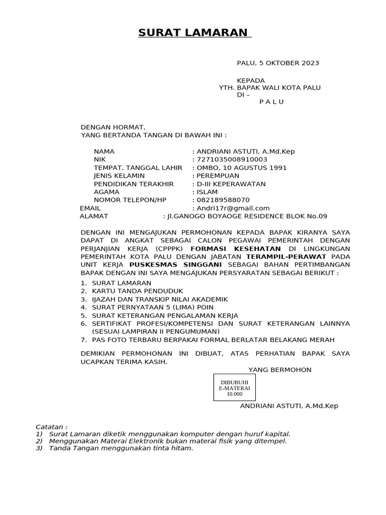 Surat-Lamaran Andri CPPPK-2 | PDF