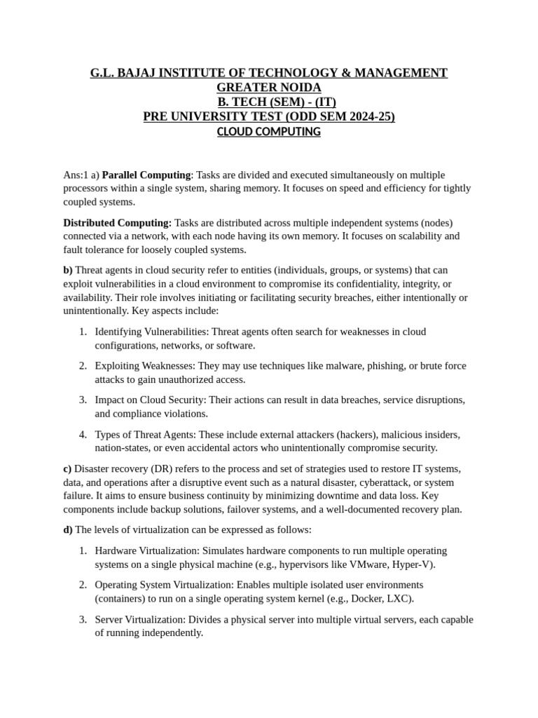 CC PUT Solution | PDF | Cloud Computing | Virtualization