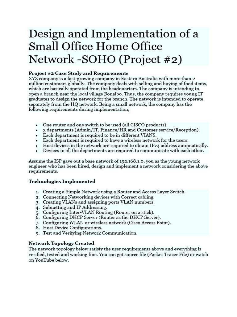 2 - Small Office Home Office Network Project | PDF