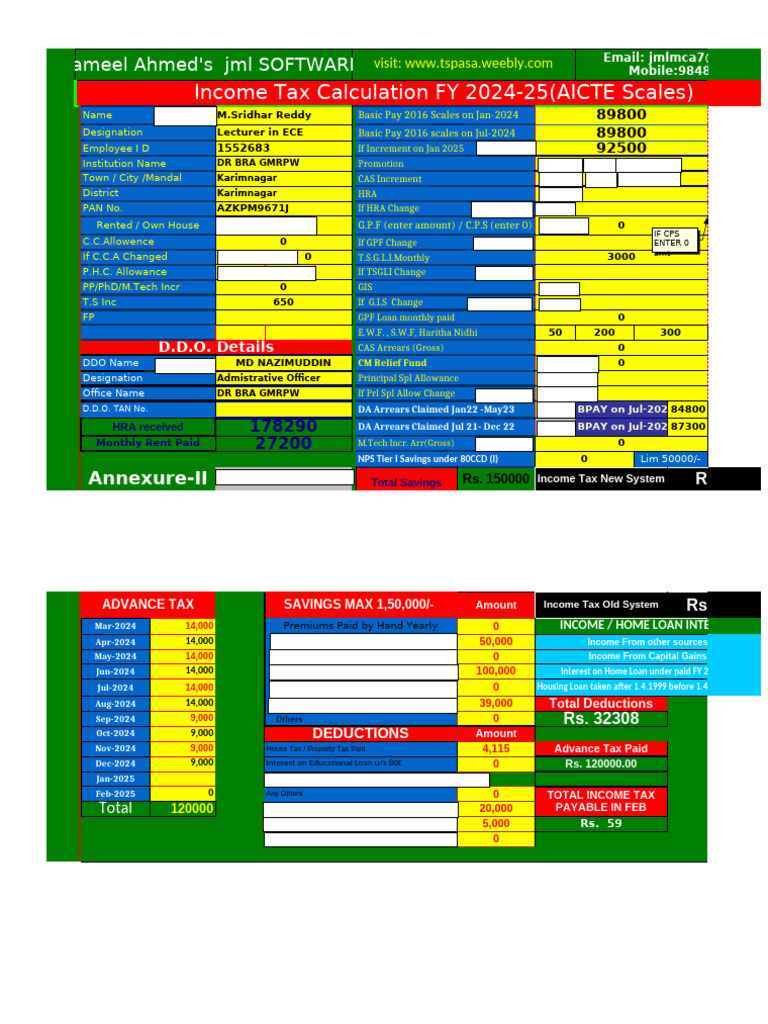 JML Aicte It Prog 2024 25 F | PDF | Taxes | Tax Deduction