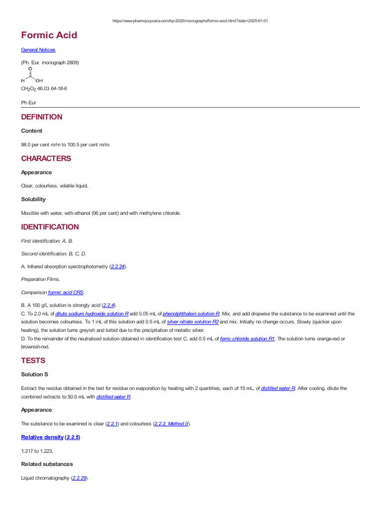 Formic Acid | PDF | Chromatography | Acid