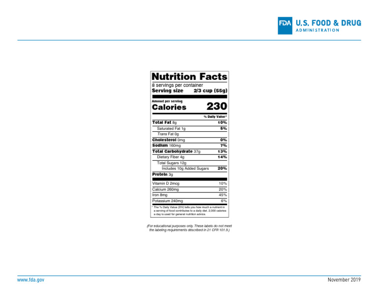 Nutrition Facts Label For Downloading Label 1 | PDF