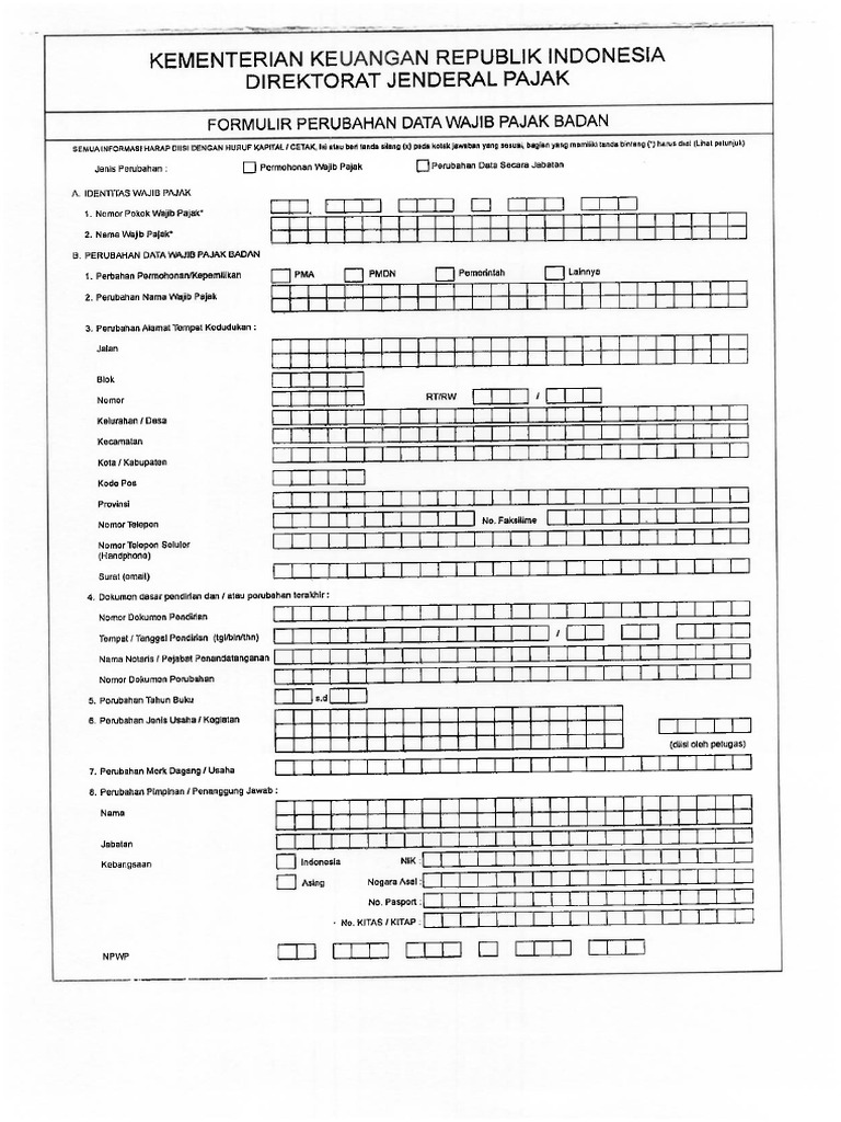 Formulir Permohonan NPWP | PDF