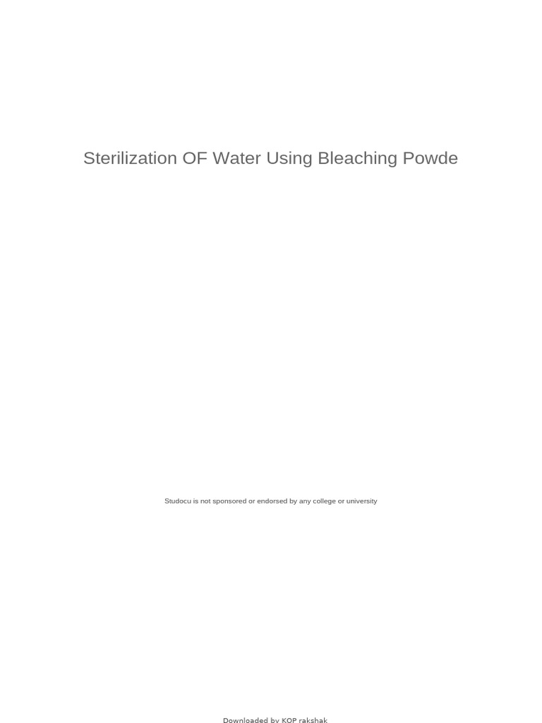sterilization-of-water-using-bleaching-powder (1) | PDF | Water Purification | Drinking Water