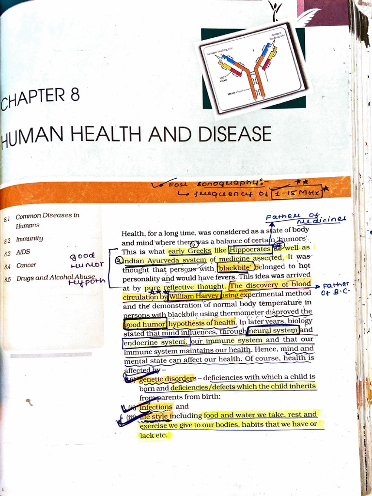 Human health and diseases NCERT | PDF