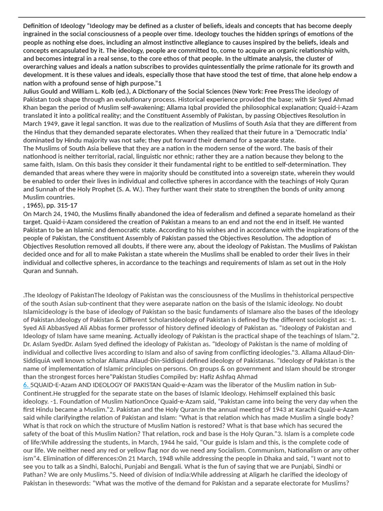 Definition and Ideology of Pakistan | PDF | Two Nation Theory | Pakistan