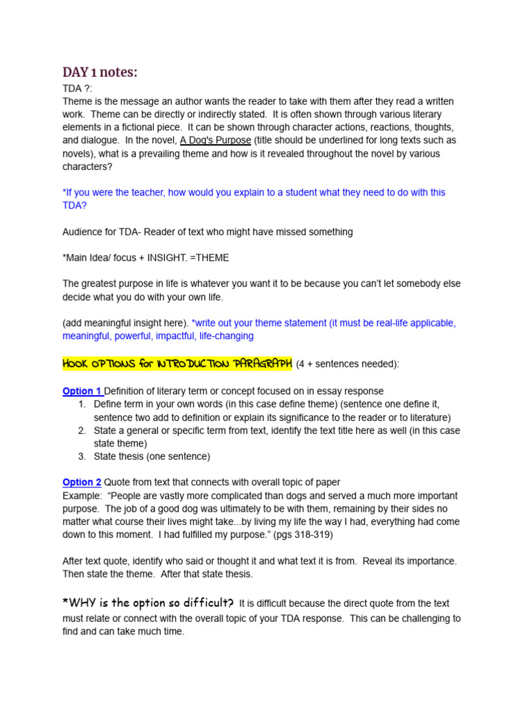 TDA notes 2023 ADP | PDF | Essays