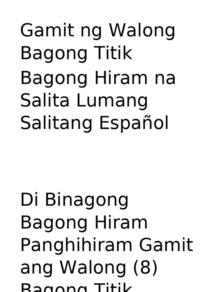 Gamit NG Walong Bagong Titik | PDF