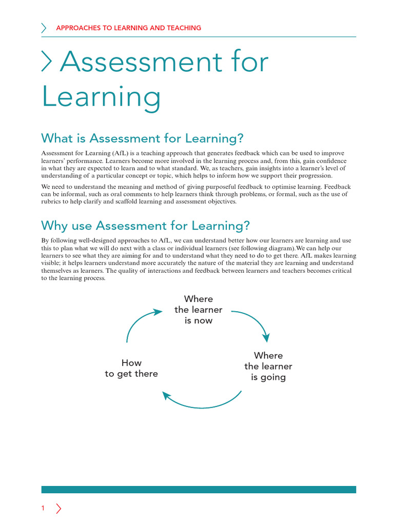 Assessment For Learning | PDF | Educational Assessment | Learning