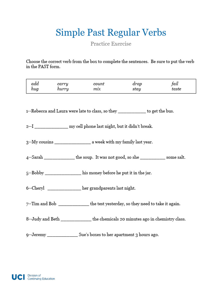 تمارينSimple Past Regular Verbs Practice Exercise | PDF