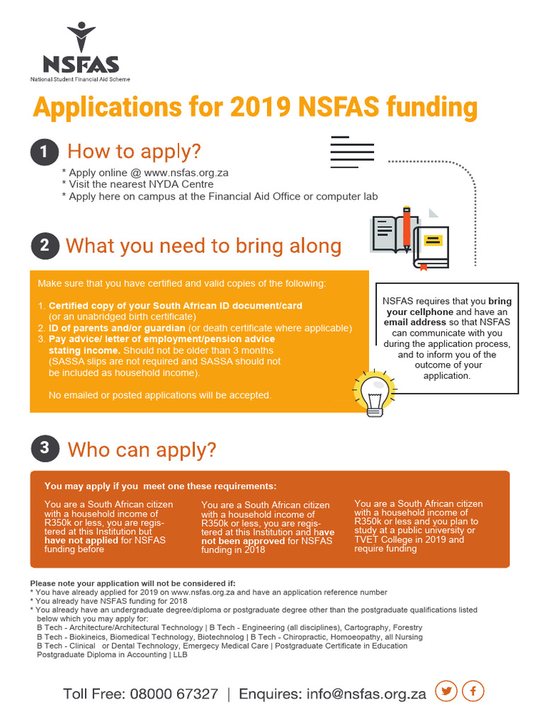 APPLICATION FOR 2019 NSFAS FUNDING CAMPUS POSTER | PDF | Postgraduate ...