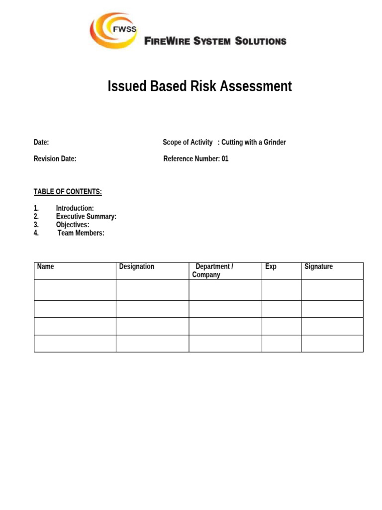 Issue Based Risk Assessment Grinder Cutting | PDF | Risk | Risk Assessment