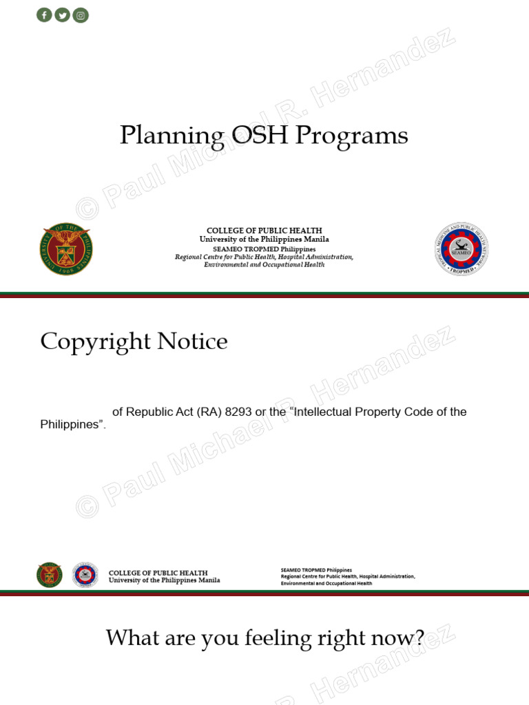 BCOM Planning OSH Programs For Sharing | PDF | Noise | Occupational ...