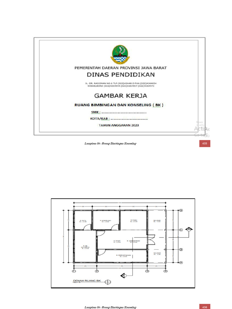 Denah dan RAB Ruang BK SMK 2023 | PDF